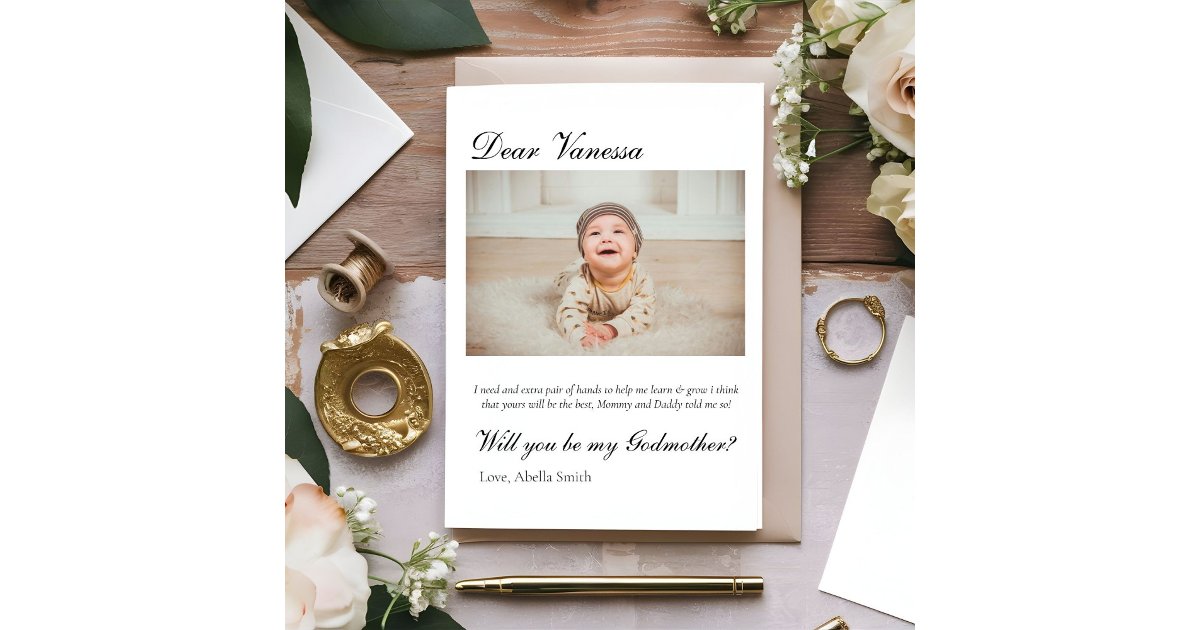 Modern Godparent Proposal Godmother Baptism Invitation | Zazzle