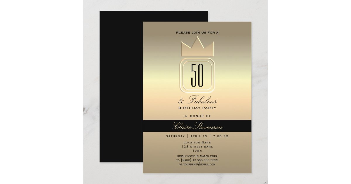 Modern Gold 50th Birthday Invitation | Zazzle