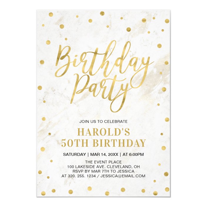 Modern Gold Adult 50th Birthday Party Invitation | Zazzle.com