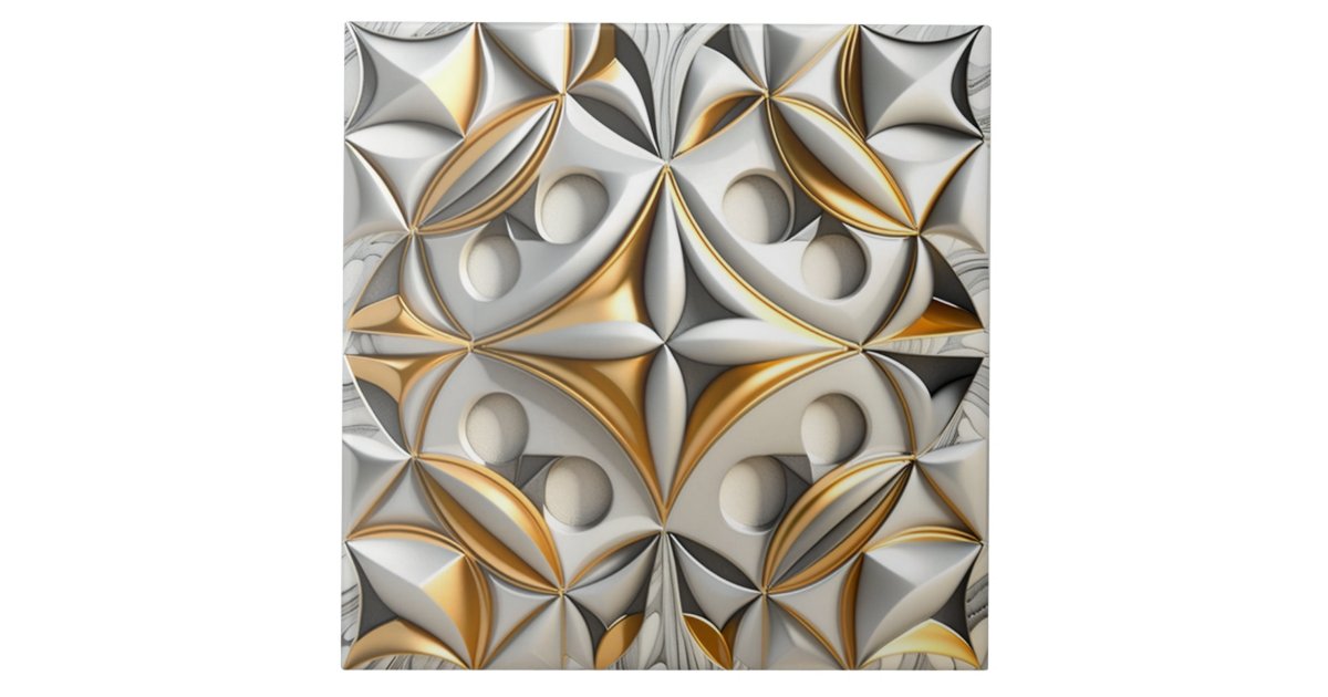 Modern gold an silver ceramic tile | Zazzle