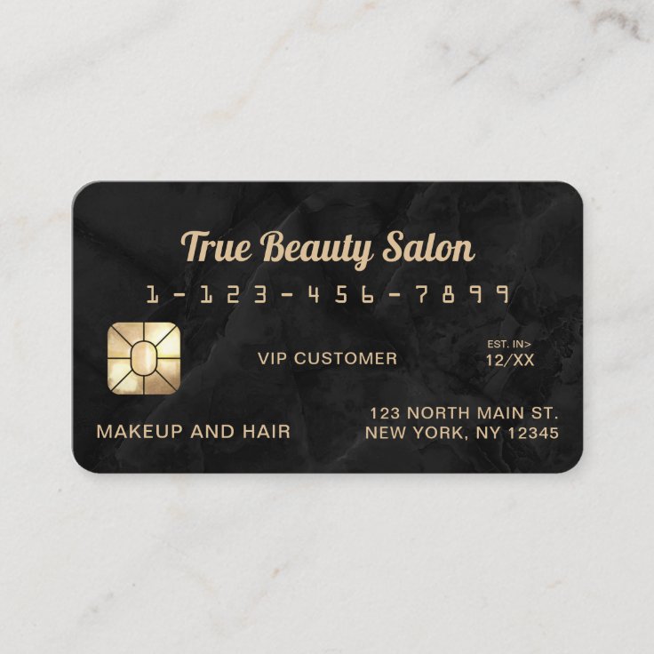 Modern Gold and Black Marble Stone Credit Card | Zazzle