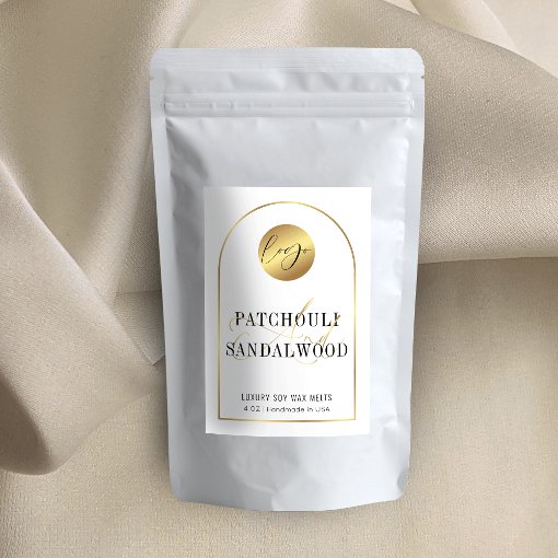 Modern Gold Arch Lux Logo Waterproof Product Label | Zazzle