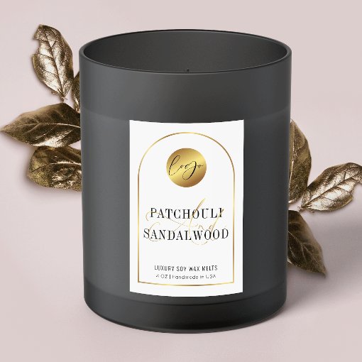 Modern Gold Arch Lux Logo Waterproof Product Label | Zazzle