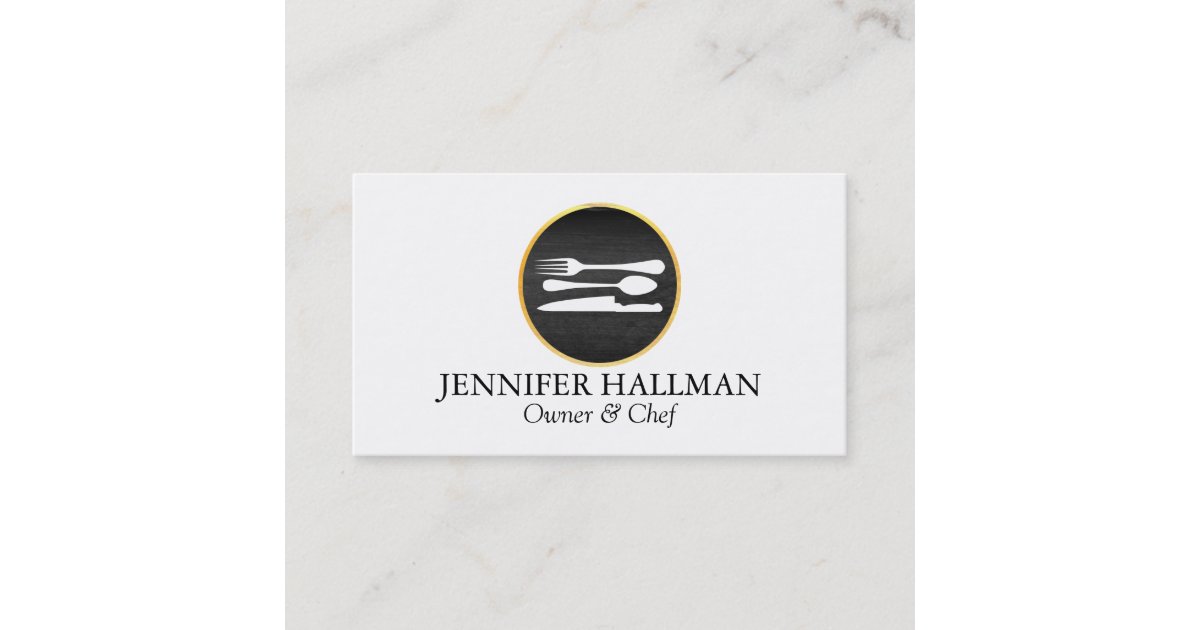 Modern Gold & Black Catering, Restaurant, Chef Business Card | Zazzle