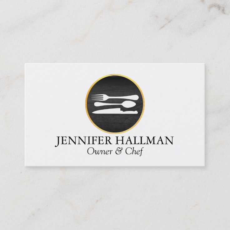 Modern Gold & Black Catering, Restaurant, Chef Business Card | Zazzle