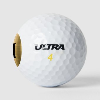 Modern Gold Black Classic Monogram Golf Balls | Zazzle