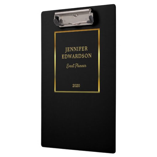 Modern gold black elegant personal business clipboard | Zazzle