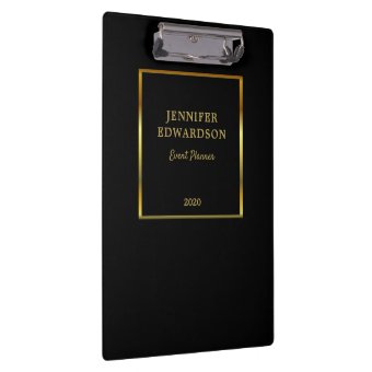Modern gold black elegant personal business clipboard | Zazzle