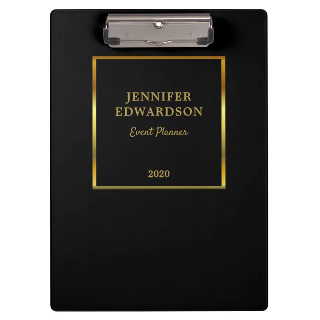 Modern gold black elegant personal business clipboard | Zazzle