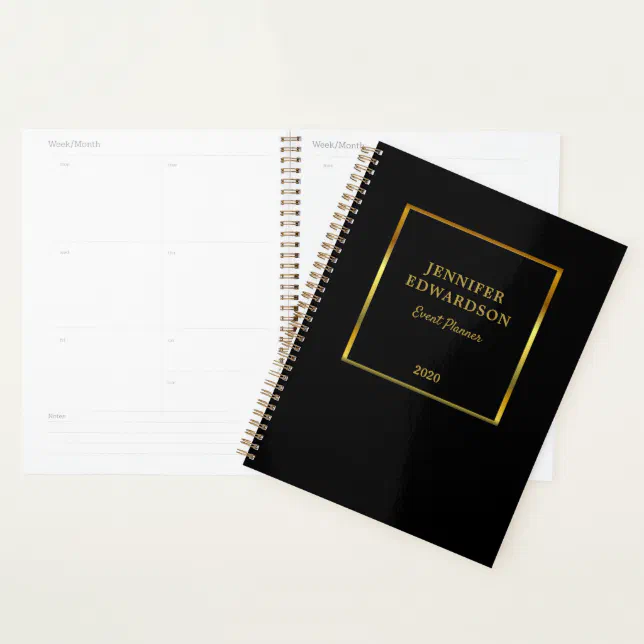 Modern gold black elegant professional business planner | Zazzle