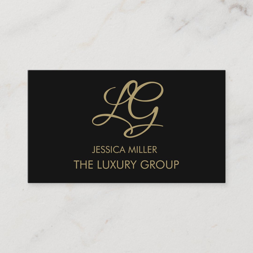 Modern Gold Black Tie Luxury Elegant Script Logo Calling Card | Zazzle