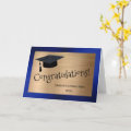 Modern Gold Blue Cap Congratulations Graduation Card | Zazzle