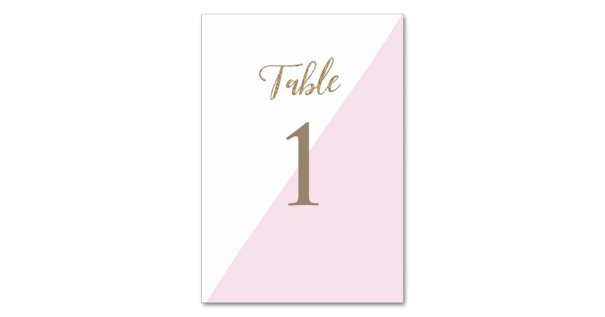 Modern Gold blush Pink Wedding editable Table Number | Zazzle