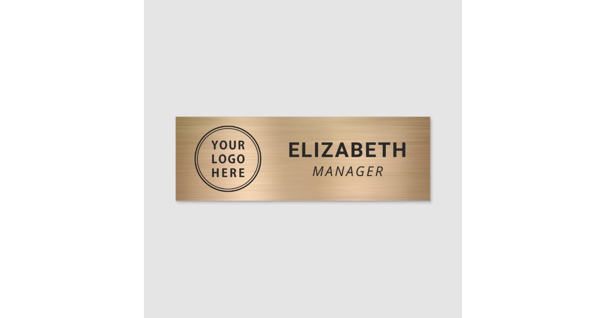 Modern Gold Business Logo Name Tag | Zazzle