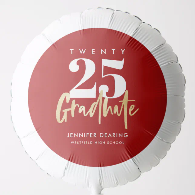 Modern Gold Calligraphy Red Graduation Balloon | Zazzle