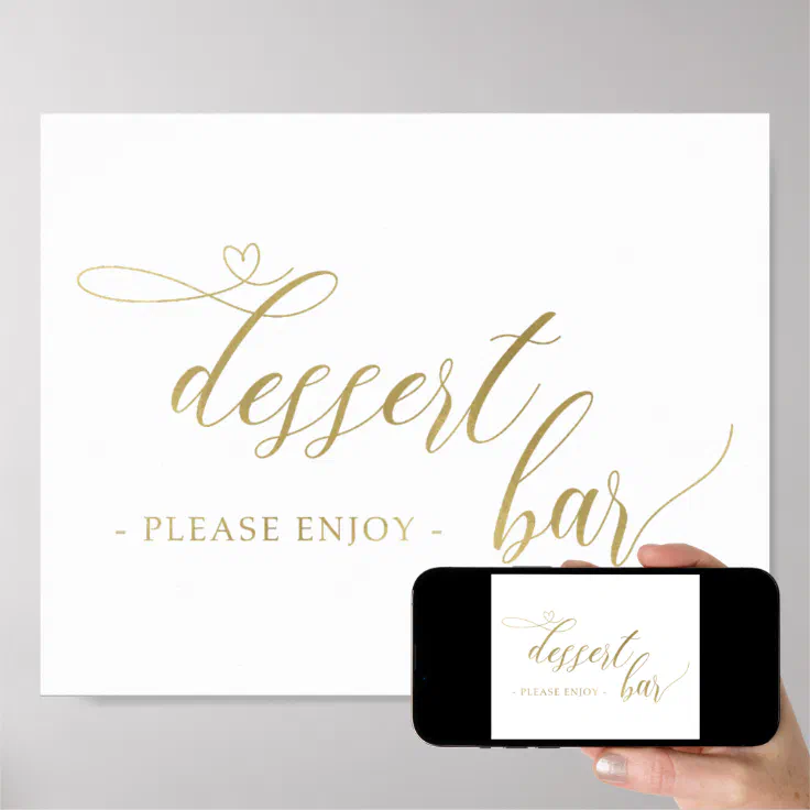 Modern Gold Calligraphy Wedding Dessert Bar Sign | Zazzle