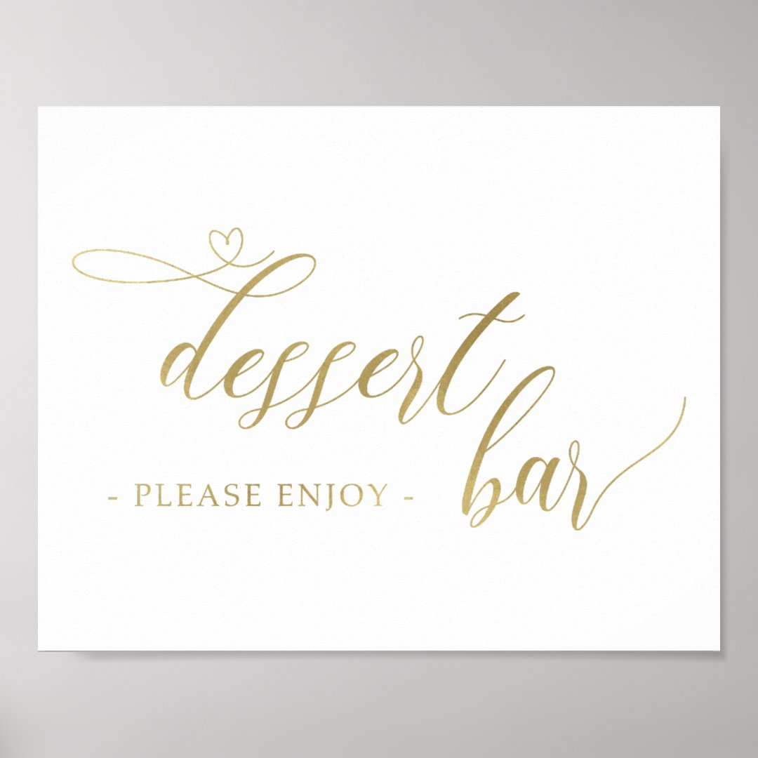 Modern Gold Calligraphy Wedding Dessert Bar Sign | Zazzle