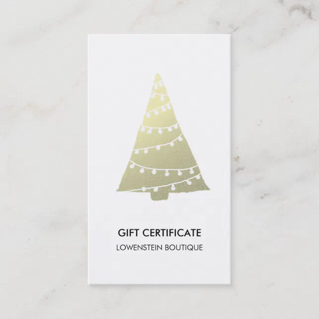 Modern Gold Christmas Tree Cute Gift Certificate | Zazzle