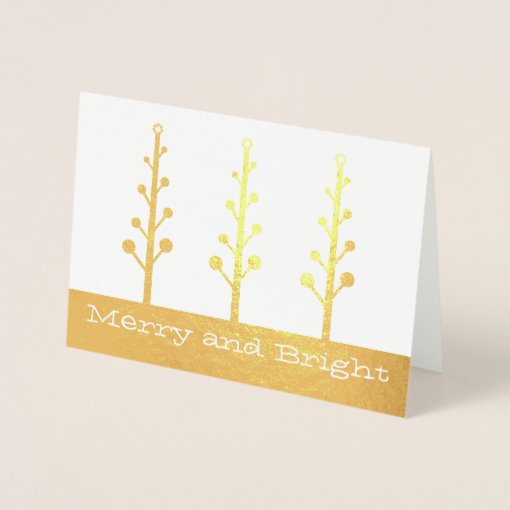 Modern Gold Christmas Trees Christmas Card | Zazzle