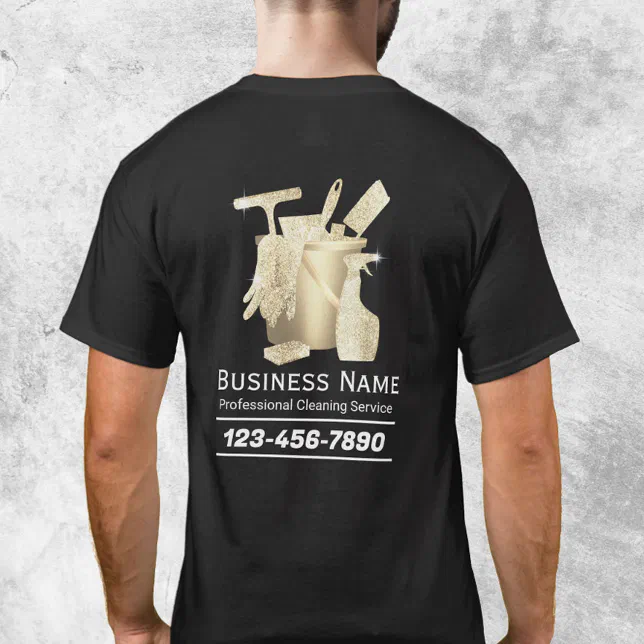 Modern Gold Cleaning Supplies Cleaning Service T-Shirt | Zazzle