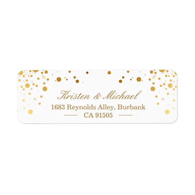 Modern Gold Confetti Dots | Stylish Elegant Label | Zazzle