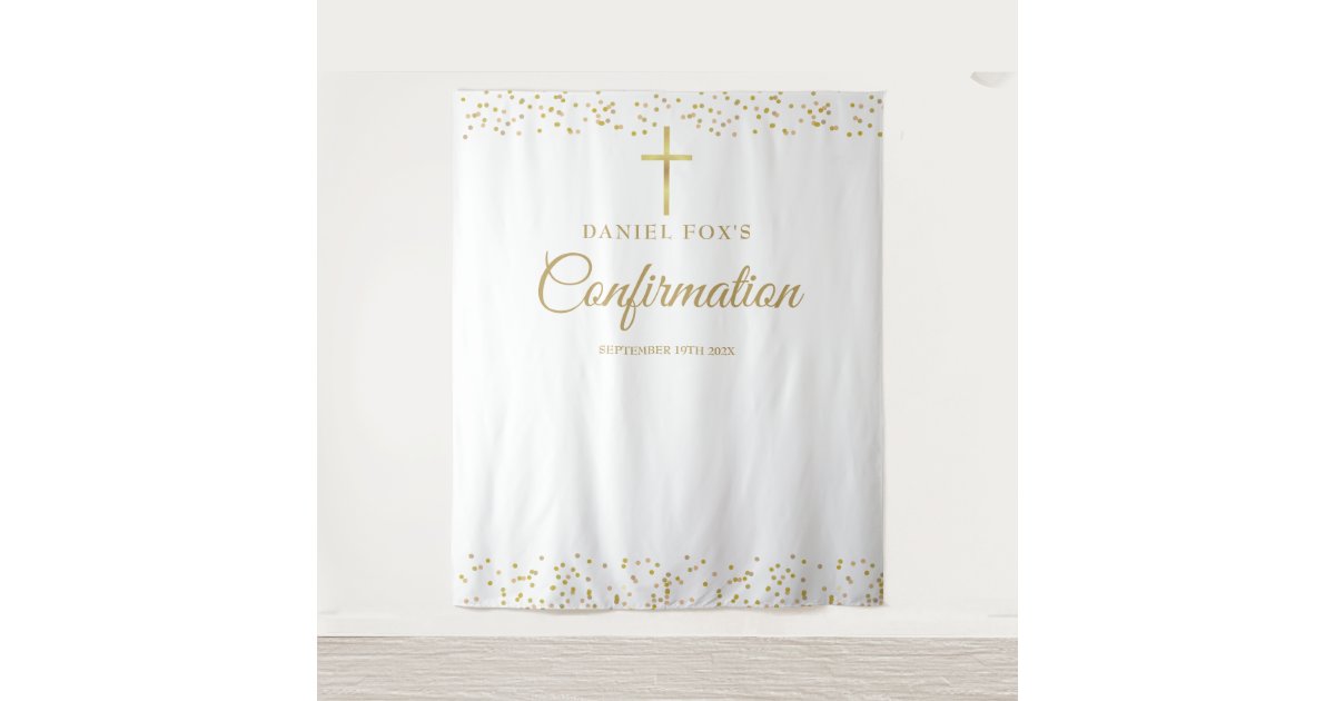 Modern Gold Confirmation Photo Backdrop | Zazzle