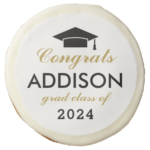 Modern Gold Custom Congrats Graduation Party Sugar Cookie | Zazzle