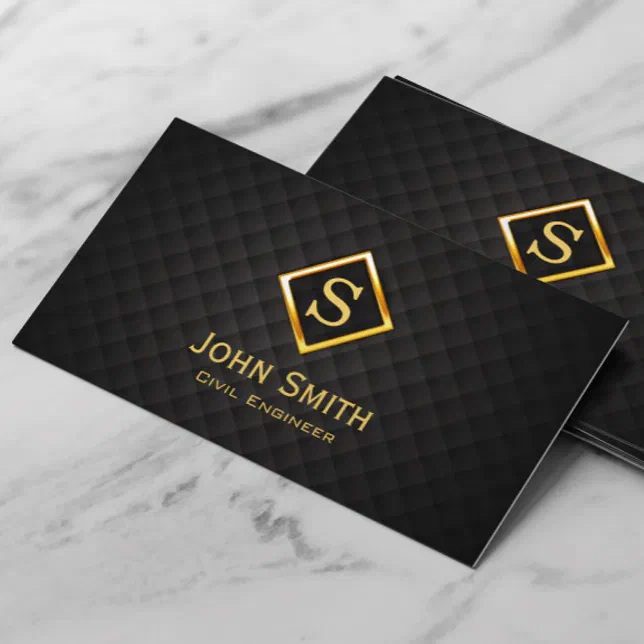 Modern Gold Diamond Logo Civil Engineer Business Card | Zazzle