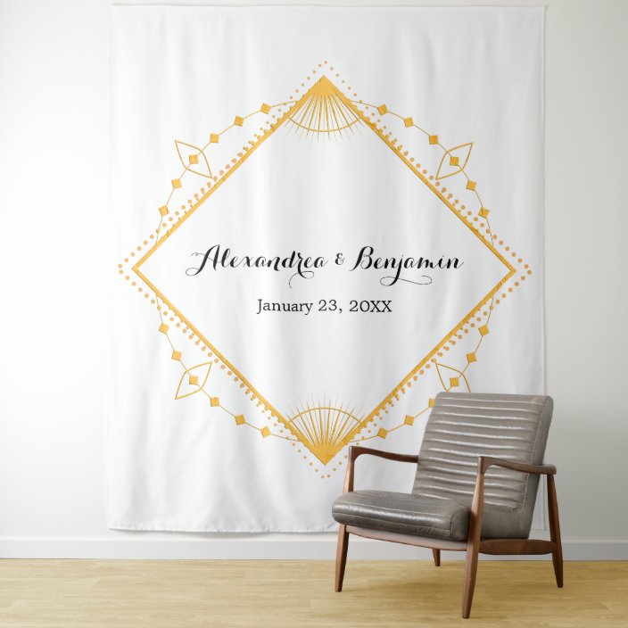 Modern Gold Diamond Wedding Photo Booth Backdrop | Zazzle.com