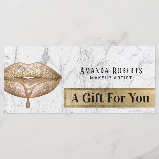 Modern Gold Drip Lips Salon Gift Certificates | Zazzle.com