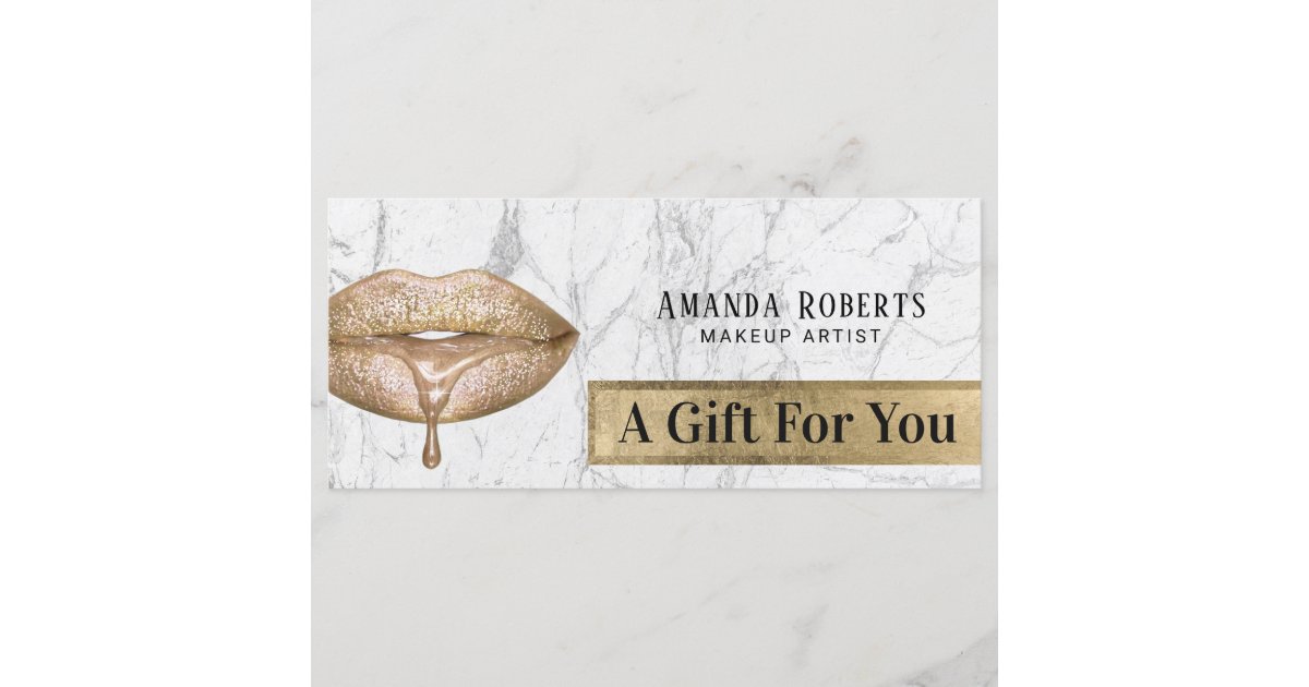 Modern Gold Drip Lips Salon Gift Certificates | Zazzle.com
