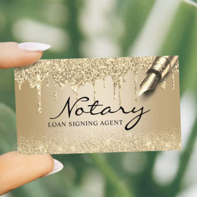 Modern Gold Drips Notary Loan Signing Agent Business Card | Zazzle