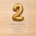 Modern Gold Foil Balloon 2nd Birthday Acrylic Invitations | Zazzle