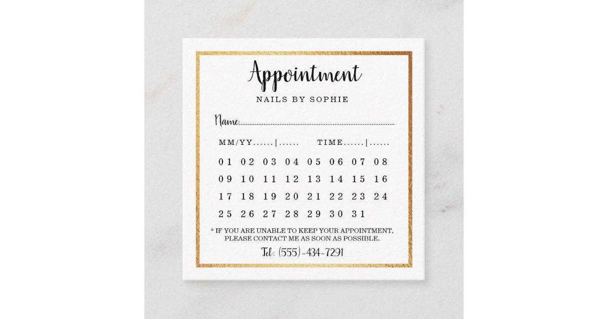 Modern Gold Foil Calendar Appointment Cards | Zazzle