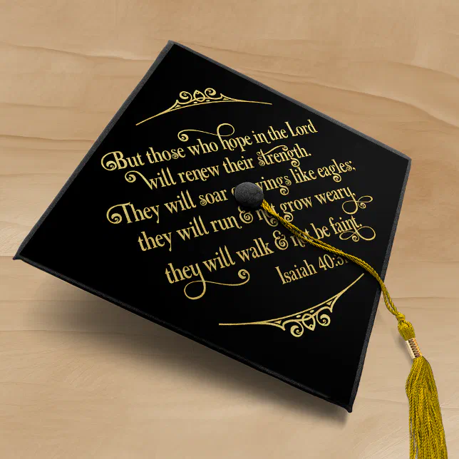 Modern Gold Foil Christian Bible Verse Isaiah 40 Graduation Cap Topper ...