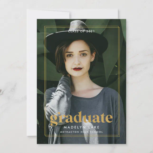 Modern Gold Foil Photo Graduation Announcement | Zazzle