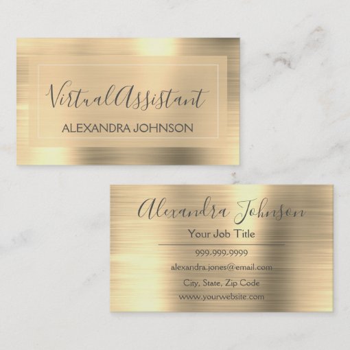 Modern Gold Foil Virtual Assistant Business Card | Zazzle