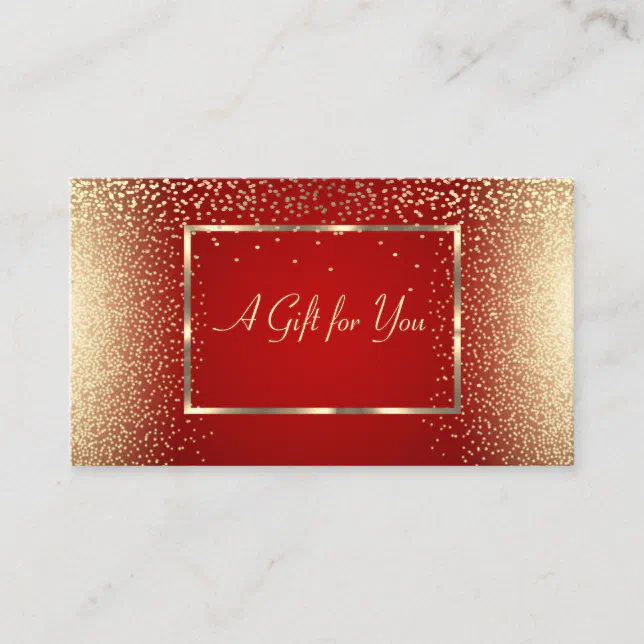 Modern Gold Frame, Confetti Red Elegant Discount Card | Zazzle