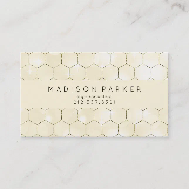 Modern Gold Geometric Pattern on Ecru Business Card | Zazzle