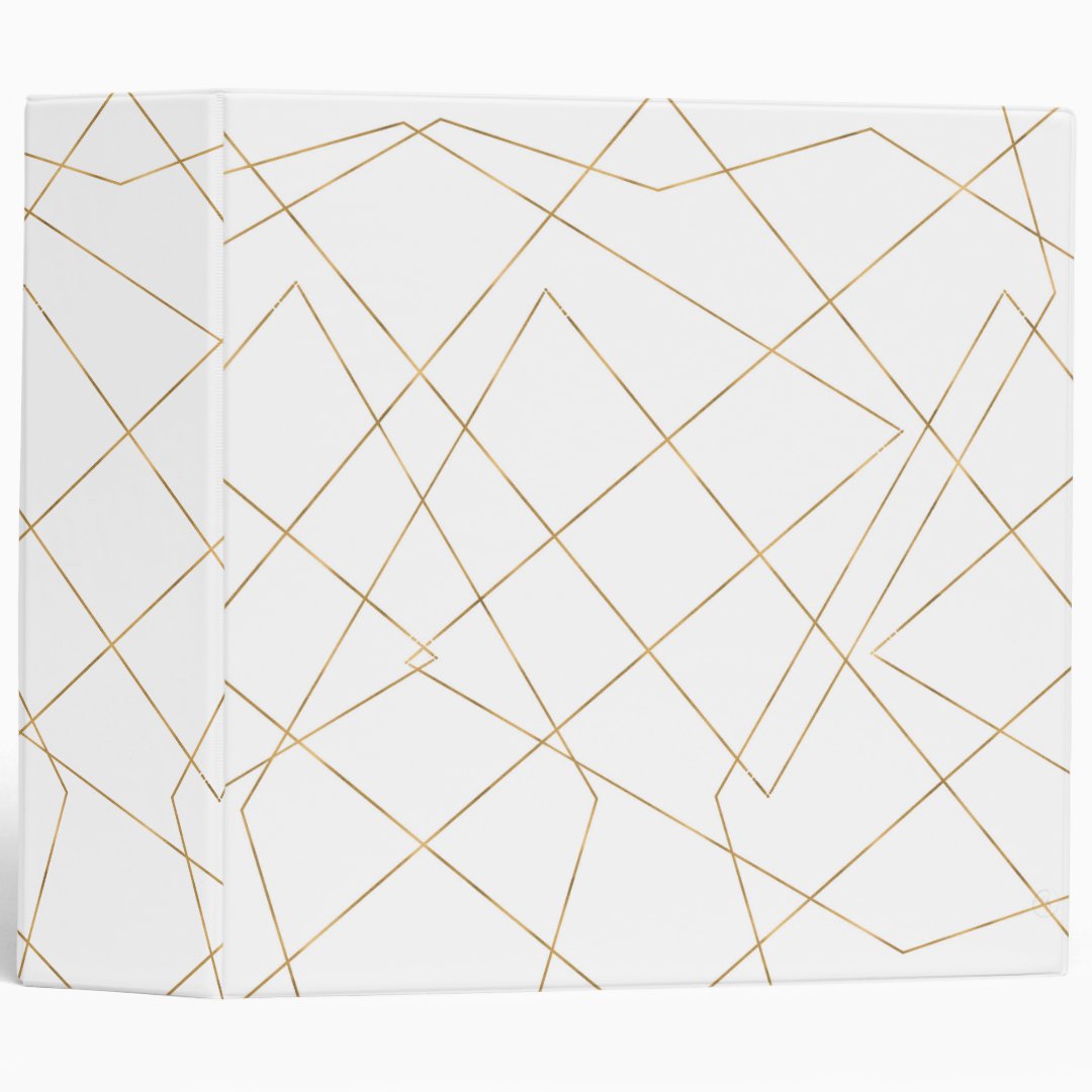 Modern Gold Geometric Strokes Abstract Design 3 Ring Binder | Zazzle