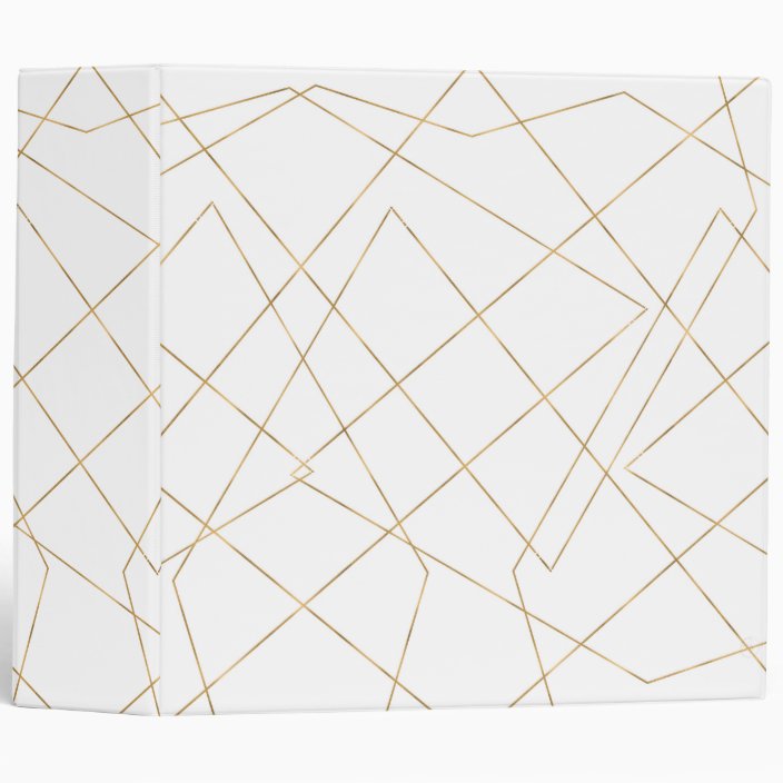 Modern Gold Geometric Strokes Abstract Design 3 Ring Binder | Zazzle