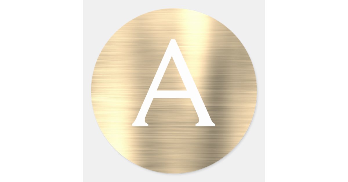 Modern Gold Girly Metallic Monogram Classic Round Sticker | Zazzle