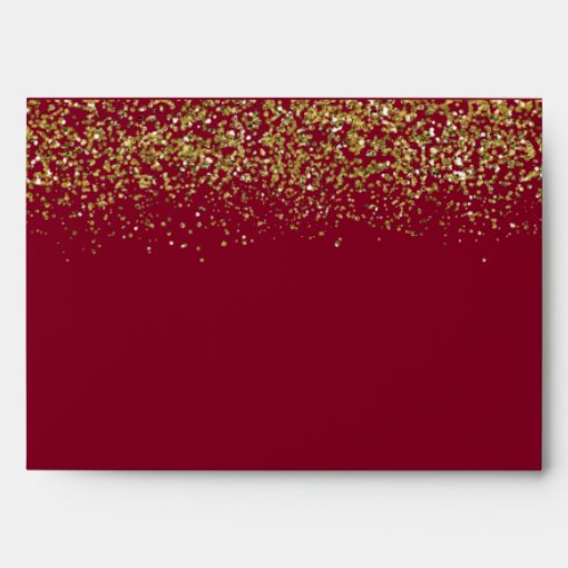 Modern Gold Glitter Burgundy Elegant 5x7 Envelope | Zazzle