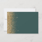 Modern Gold Glitter Edge Dark Green RSVP Card | Zazzle