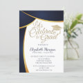 Modern Gold Glitter Graduation Cap,Blue Graduation Invitation | Zazzle