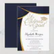 Modern Gold Glitter Graduation Cap,Blue Graduation Invitation | Zazzle