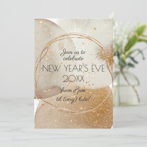 Modern gold glitter New Year Invitation | Zazzle