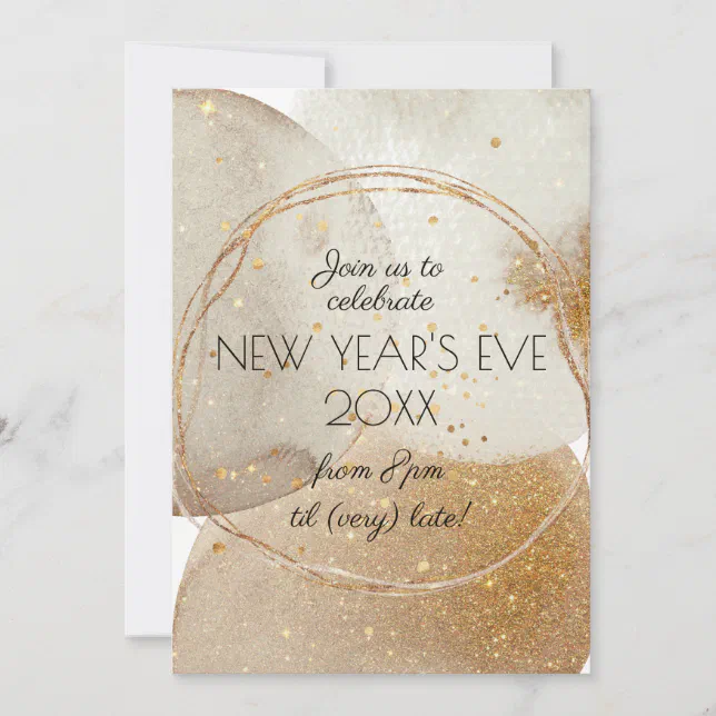 Modern gold glitter New Year Invitation | Zazzle