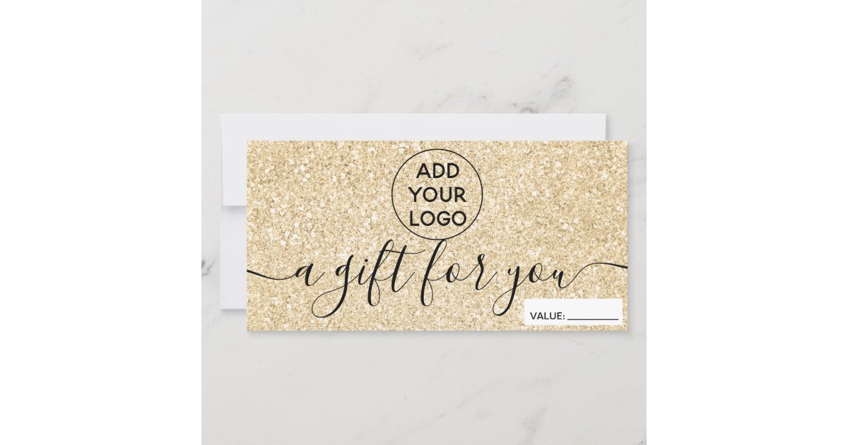 Modern gold glitter sparkles logo gift certificate | Zazzle