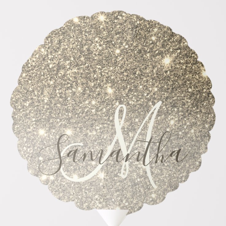Modern Gold Glitter Sparkles Personalized Name Balloon | Zazzle